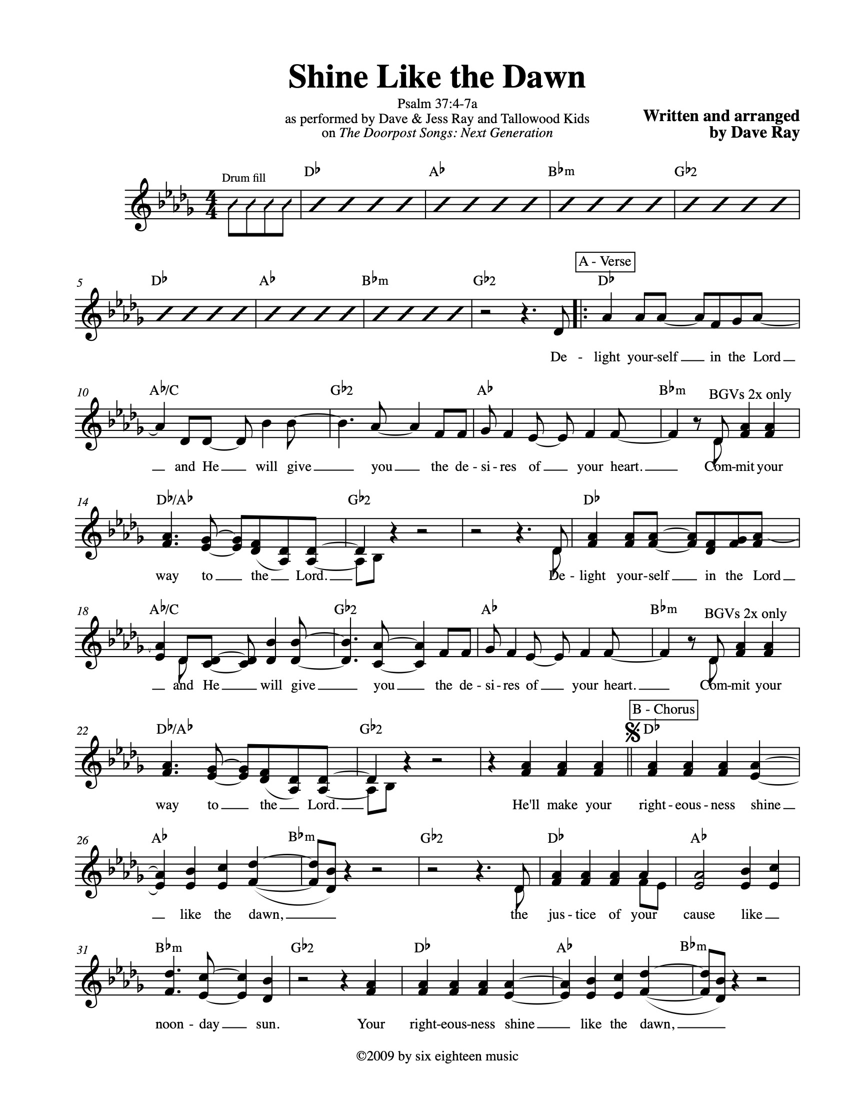 Shine Like the Dawn | Chart Pack » Doorpost Kids Worship